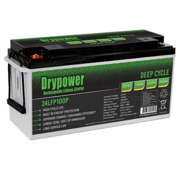 DryPower 24V 100Ah 2560Wh LiFePO4 Battery: Efficient & Reliable Power ...